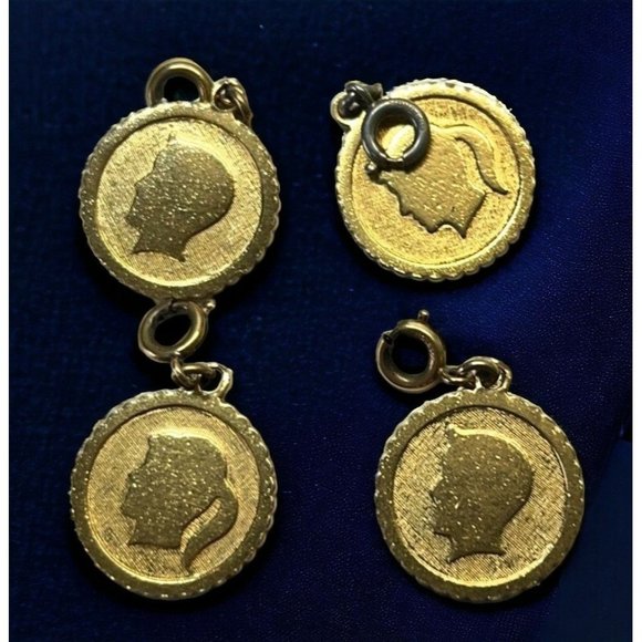 Monet | Jewelry | Vintage Monet Charms Lot Boy Girl Silhouette Gold ...